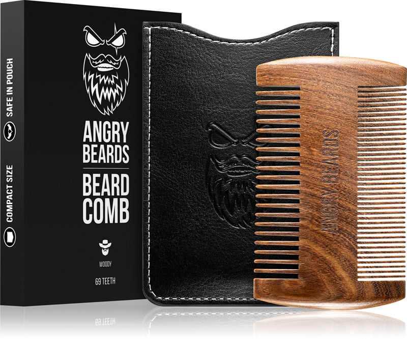 Angry Beards Beard Comb 69 Teeth medinis šepetys barzdai dvipusis ...