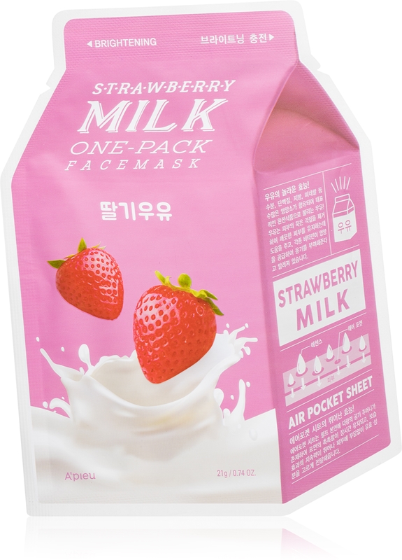 A’pieu One-Pack Milk Mask Strawberry rozjasňující plátýnková maska ...