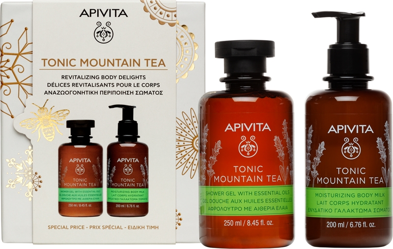 Apivita Tonic Mountain Tea Shower Gel & Body Milk Set Gift Set for ...