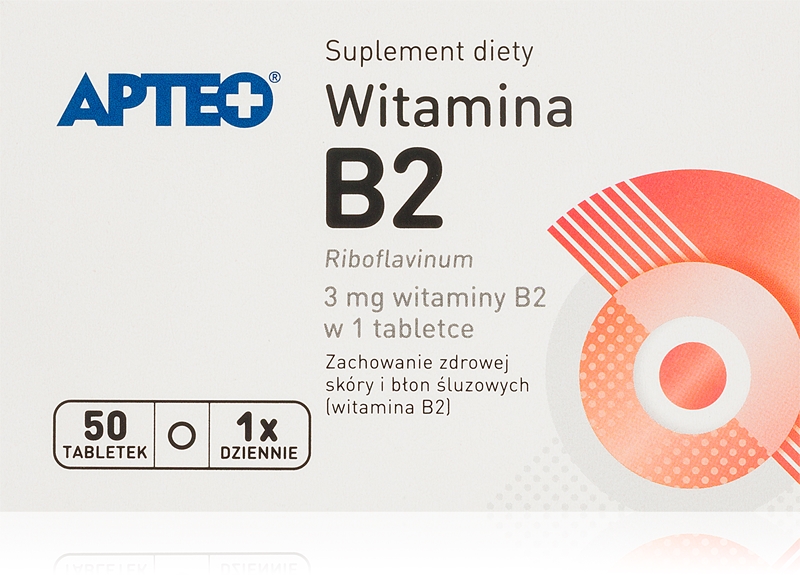 Apteo Witamina B2 tabletki dla prawidłowej czynności układu nerwowego i ...