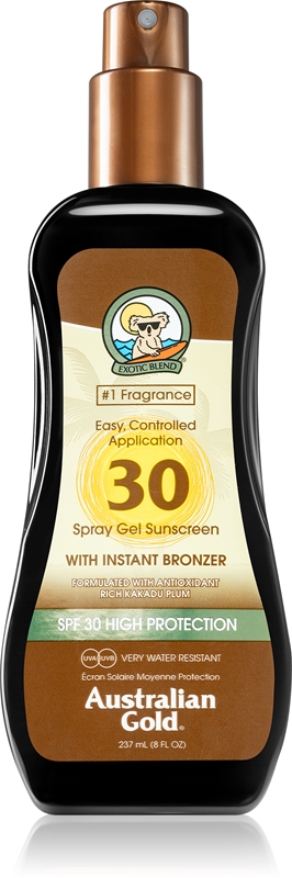 Australian Gold Spray Gel Sunscreen With Instant Bronzer protective ...
