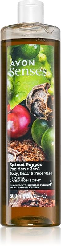 Avon Senses Spiced Pepper Shampoo, Conditioner und Duschgel 3 in 1