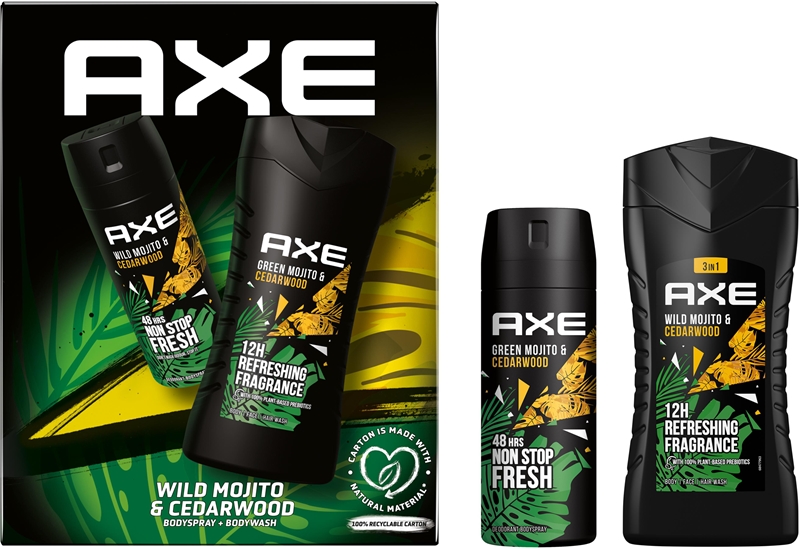 Axe Wild Green Mojito & Cedarwood gift set (for body and face) for men ...