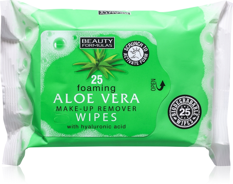 Beauty Formulas Aloe Vera wet cleansing wipes with hyaluronic acid ...