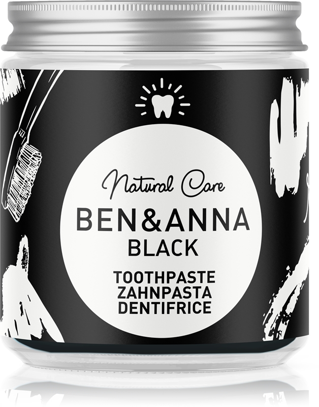 BEN&ANNA Natural Toothpaste Black toothpaste in a glass container with ...