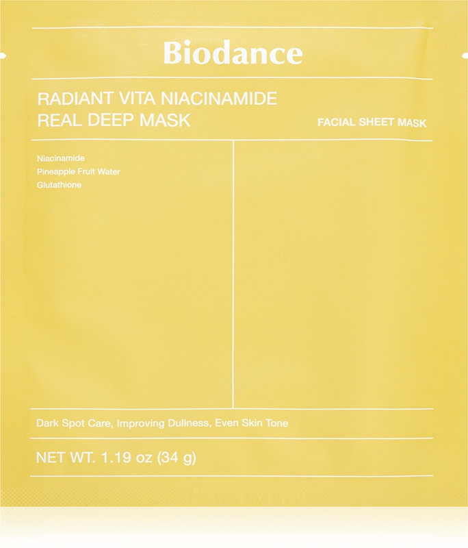 Biodance Radiant Vita Niacinamide Real Deep Mask masque illuminateur ...