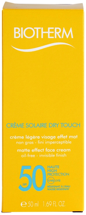 Biotherm Crème Solaire Dry Touch Matte Sunscreen On Your Face SPF 50 ...