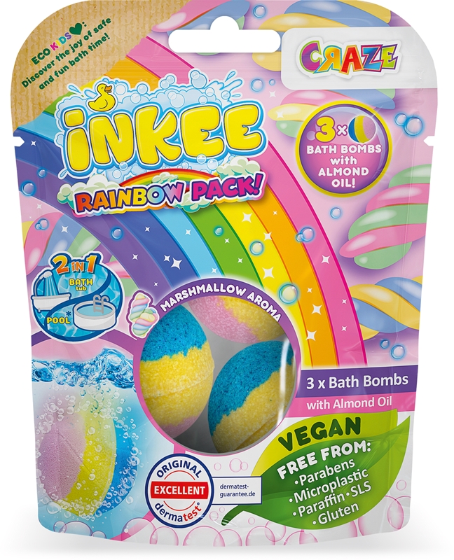 Craze INKEE Rainbow Multipack Fizzy Bath Bombs with almond oil | notino.ie