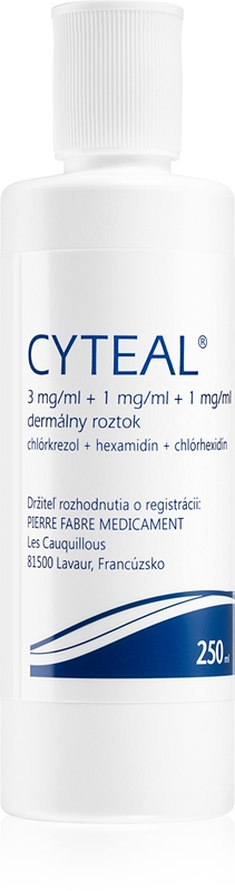 Cyteal Cyteal 3 mg/ml + 1 mg/ml + 1 mg/ml dermálny roztok na liečbu ...