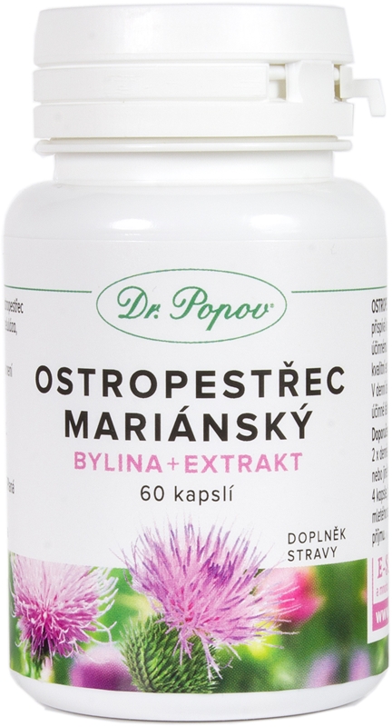 Dr. Popov Ostropestrec mariánsky bylina + extrakt kapsuly na podporu ...