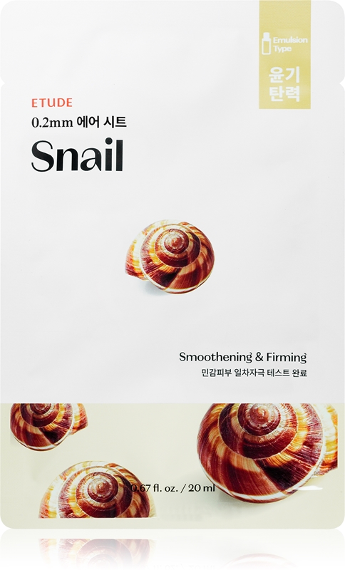 ETUDE 0.2 Therapy Air Mask Snail Smoothing Sheet Mask with snail ...