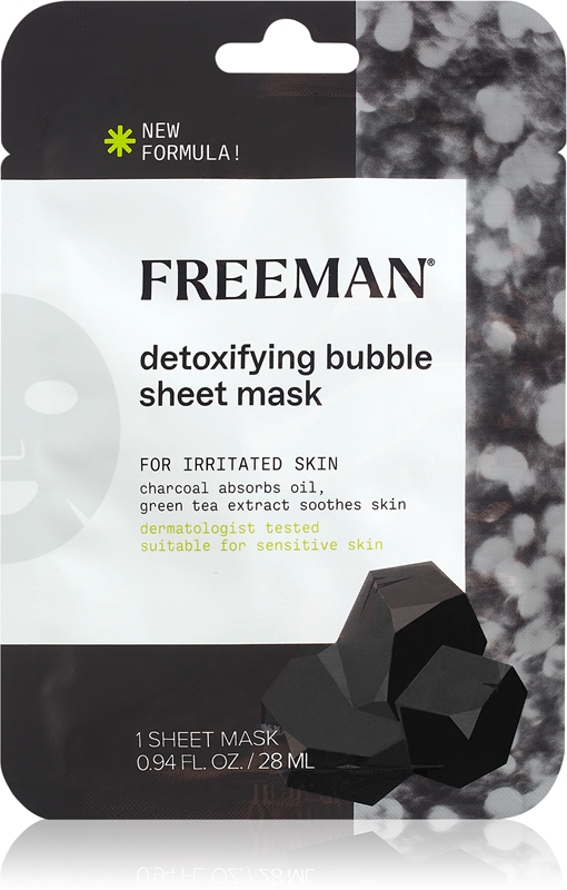 Freeman Essentials Charcoal & Green Tea detoxifying face sheet mask for ...