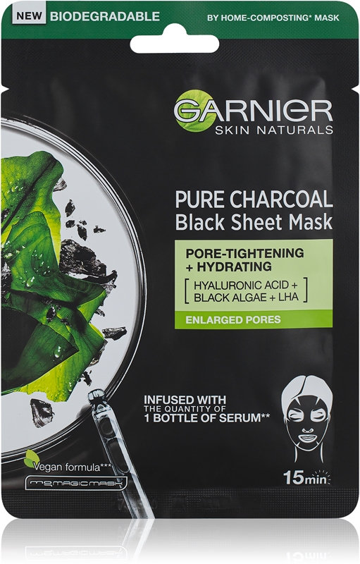 Garnier Skin Naturals Pure Charcoal schwarze Textilmaske mit ...