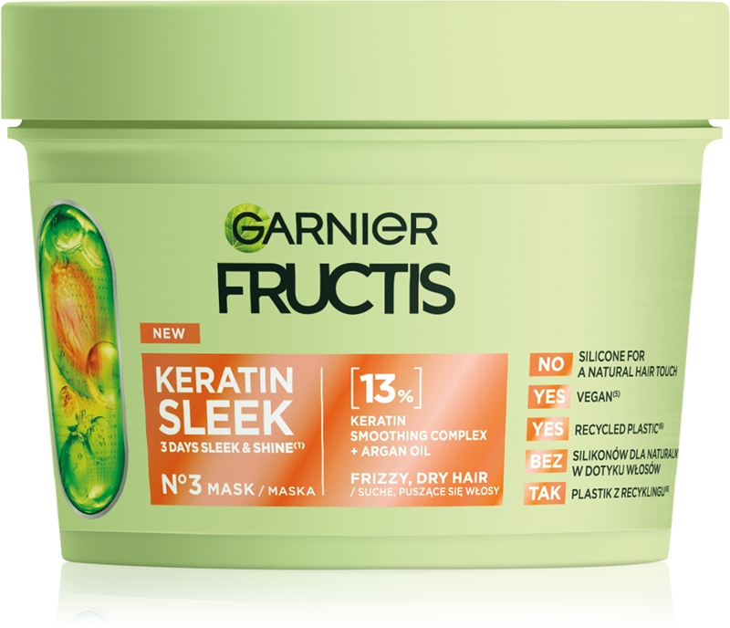 Garnier Fructis Keratin Sleek Hair Mask with keratin and argan oil ...