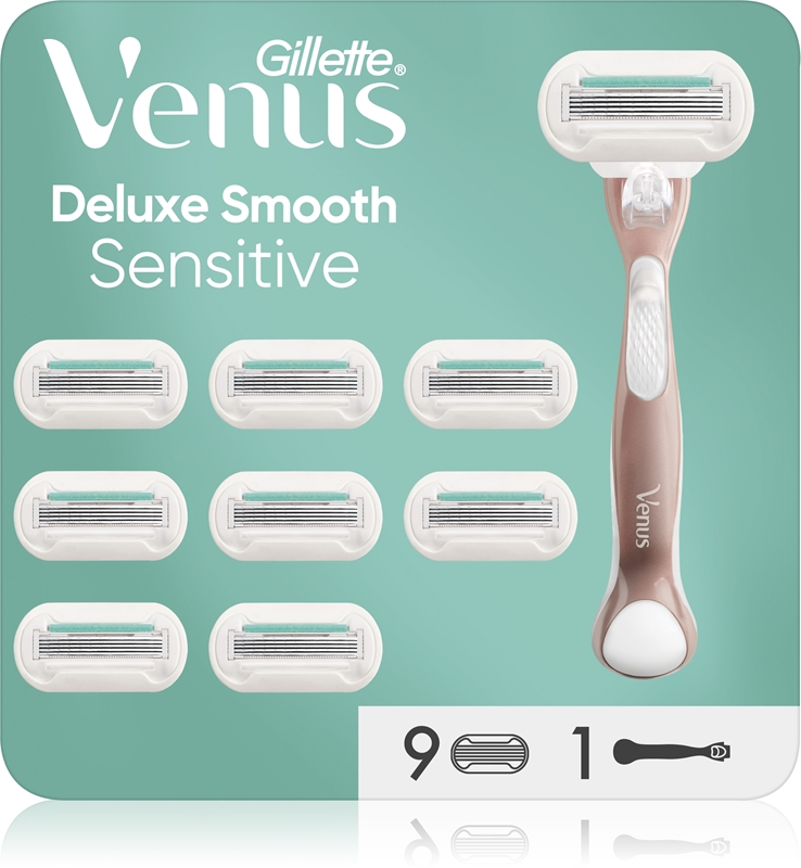Gillette Venus Deluxe Smooth Sensitive Razor + Replacement Heads ...