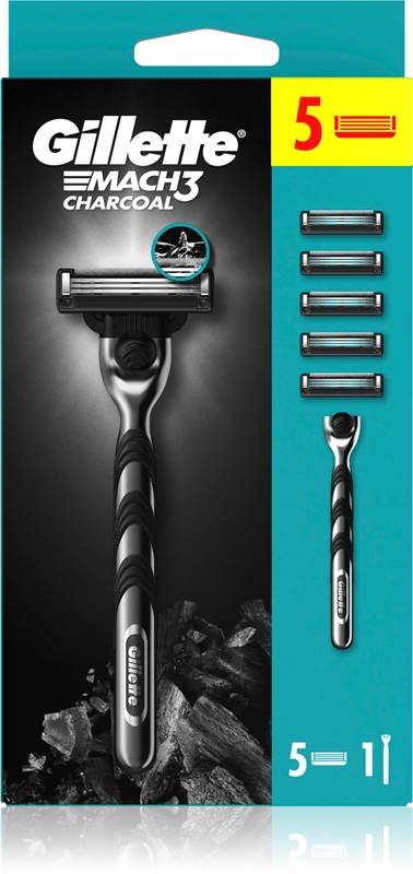 Gillette Mach3 Charcoal Razor + Replacement Heads | notino.ie