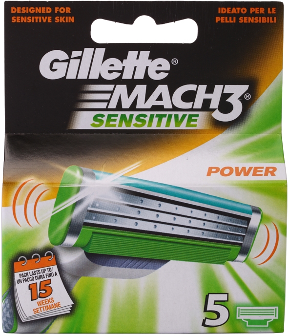 Gillette Mach 3 Sensitive Power recarga de lâminas 5 pçs | notino.pt