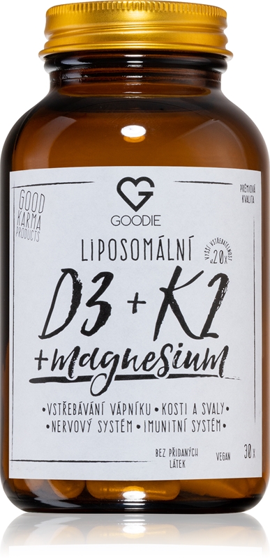 Goodie Liposomální D3 + K2 + magnesium kapsle pro podporu správného vstřebávání vápníku a ...