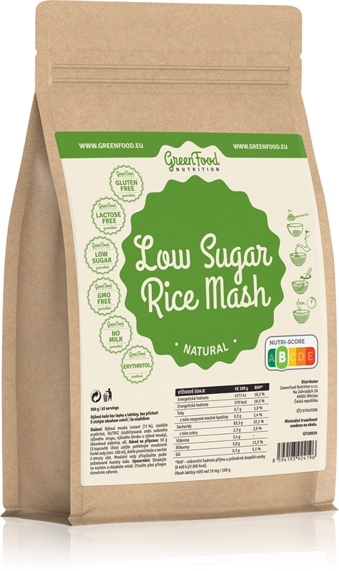 GreenFood Nutrition Low Sugar Rice Mash ryžová kaša s nízkym obsahom ...