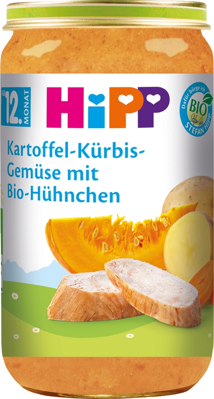 Hipp BIO zemiaky, tekvica, zelenina s kuracím mäsom detský príkrm ...