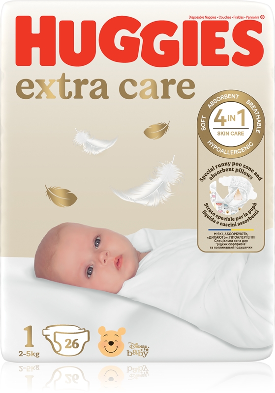 Huggies Extra Care Size 1 disposable nappies | notino.ie