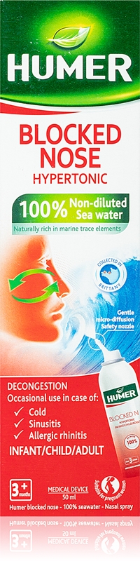 Humer Ucpaný nos 100% morská voda hypertonická zdravotnícky prostriedok ...