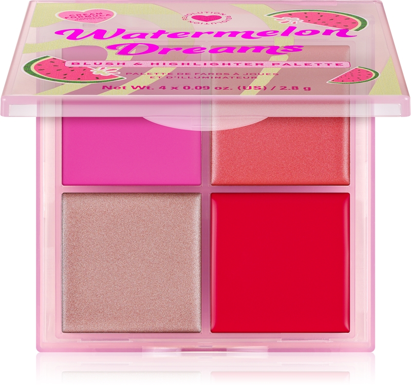 I Heart Revolution Watermelon Dreams Blush & Highlighter Quad palette ...