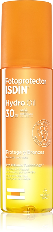 ISDIN Hydro Oil opalovací sprej SPF 30 recenze | notino.cz