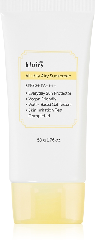 Klairs All-day Airy Sunscreen Light Protective Gel-Cream SPF 50 ...