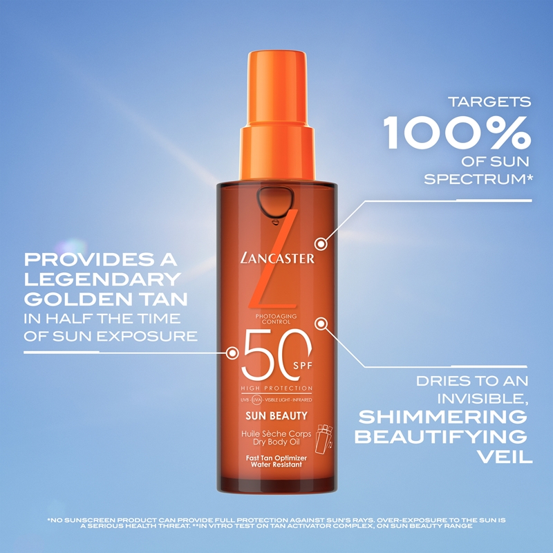 Lancaster Sun Beauty Satin Dry Oil dry sunscreen oil spray SPF 50 ...