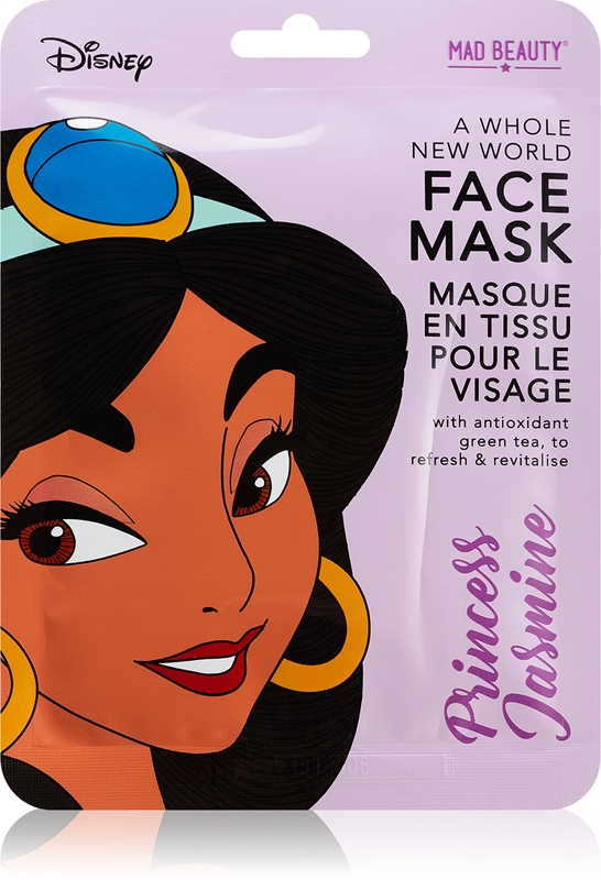 Mad Beauty Disney Princess Jasmine Revitalising Cloth Mask with green ...
