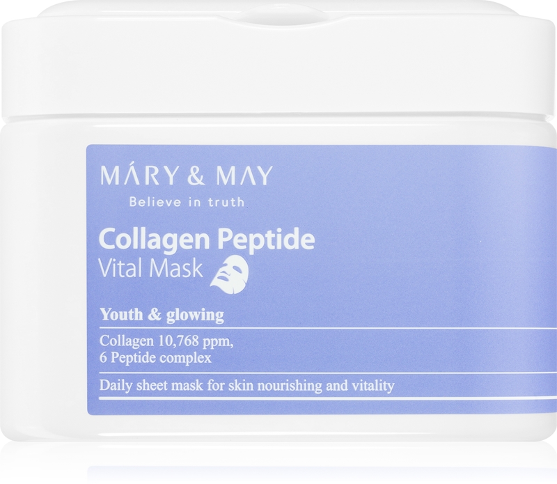MARY & MAY Collagen Peptide Vital Mask sheet mask set with anti-ageing ...