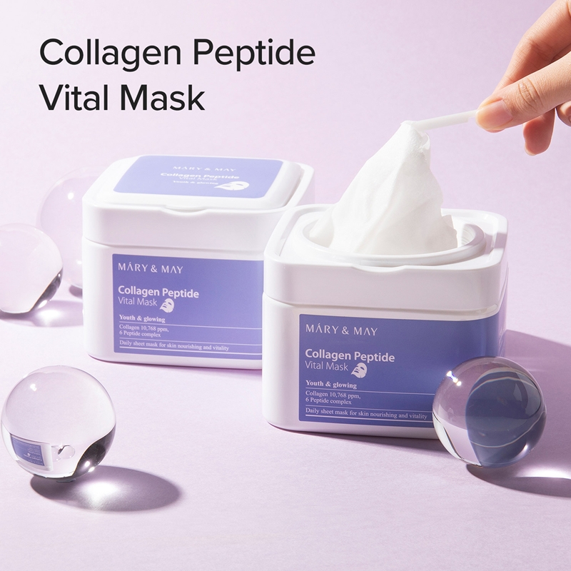 MARY & MAY Collagen Peptide Vital Mask sheet mask set with anti-ageing ...