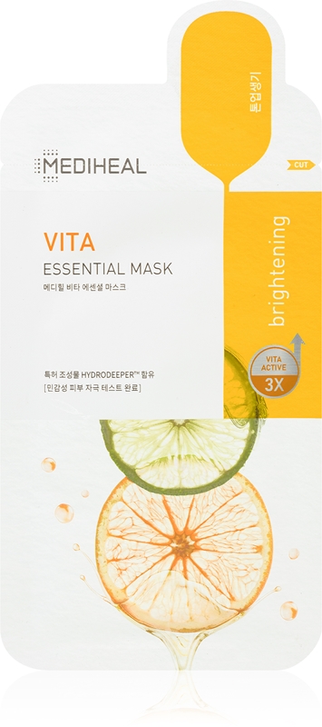 MEDIHEAL Essential Mask Vita Máscara em folha com efeito iluminador com ...