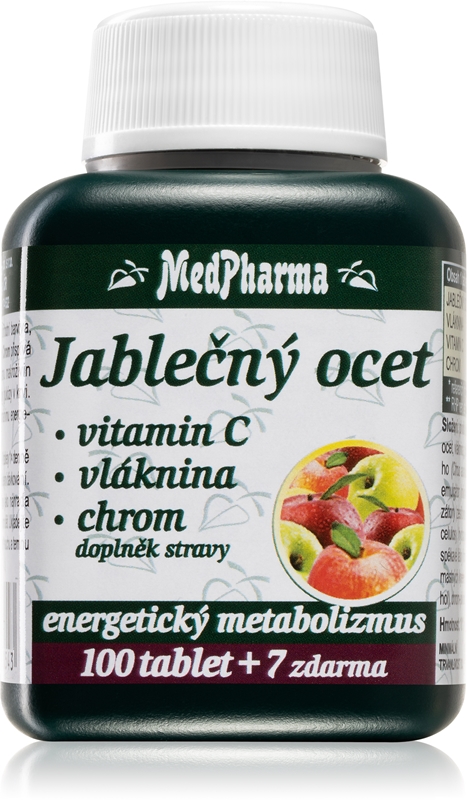 MedPharma Jablkový ocot + vláknina + vitamín C + chróm tablety na ...