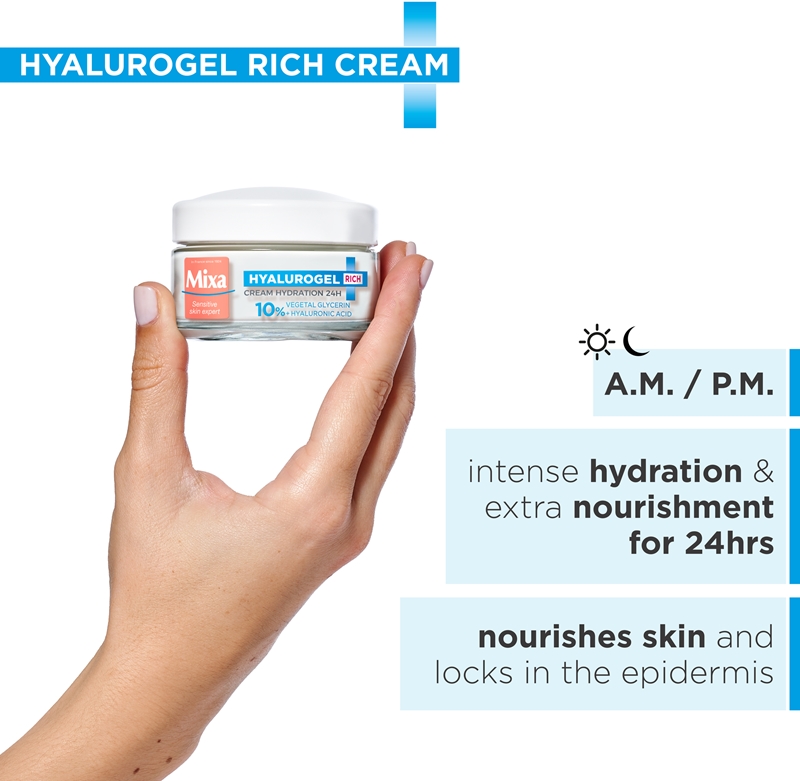 MIXA Hyalurogel Rich intense daily moisturiser with hyaluronic acid ...