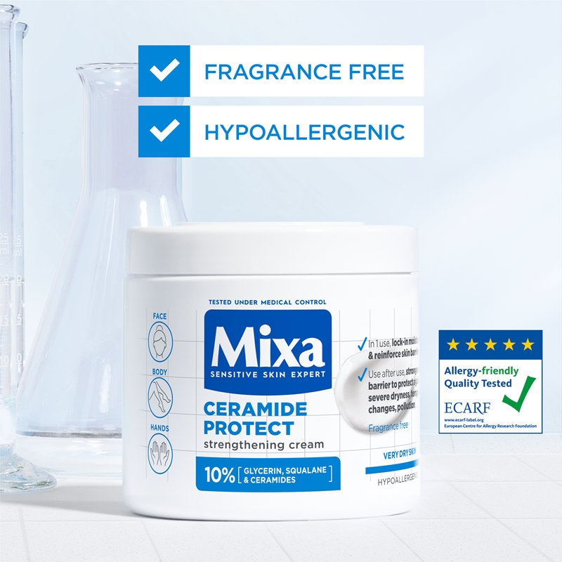 Mixa Ceramide Protect regenerating body cream for sensitive skin ...