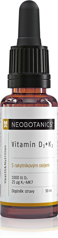 Neobotanics Vitamin D3 + K2 s rakytníkem kapky pro podporu imunity a optimální růst i vývin ...