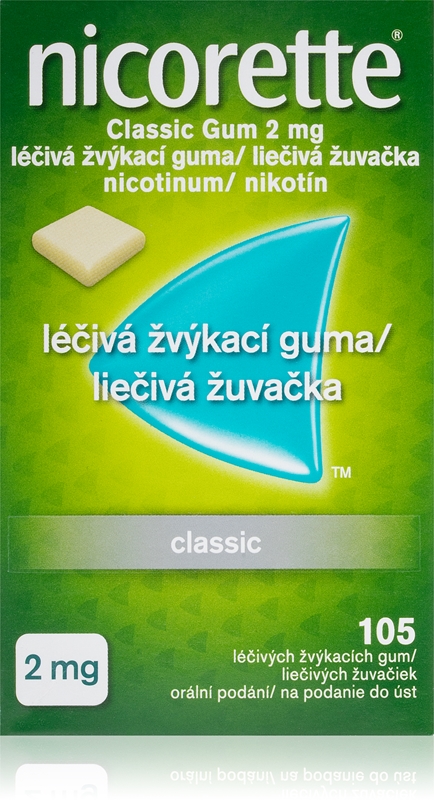 Nicorette Classic Gum 2 mg liečivá žuvacia guma pri odvykaní od ...