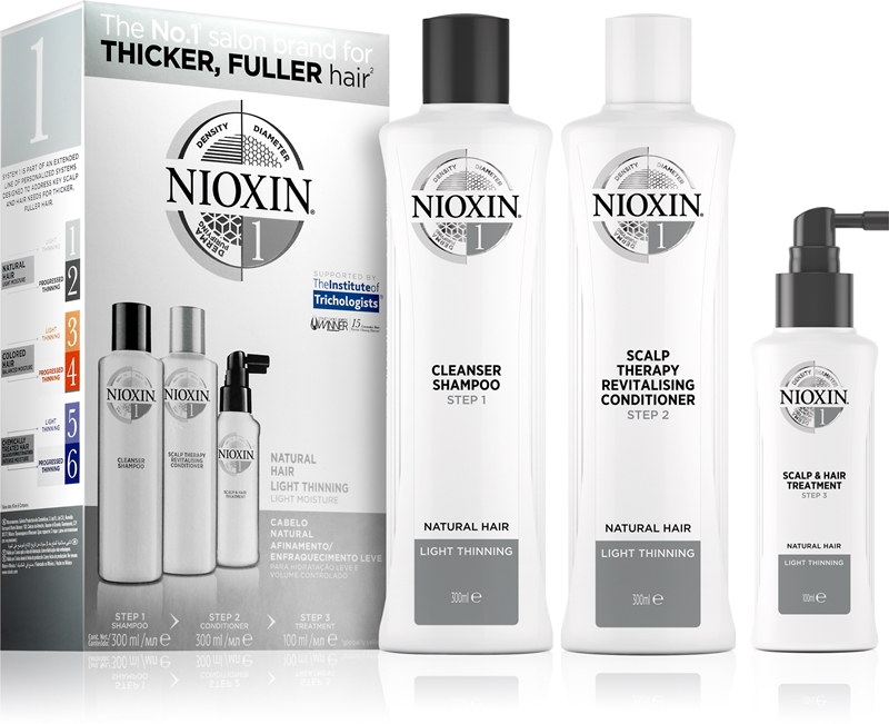 Nioxin System 1 Natural Hair Light Thinning Gift Set for brittle and ...