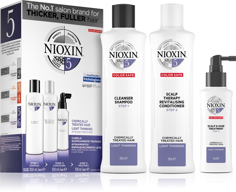 Nioxin System 5 Color Safe Chemically Treated Hair Light Thinning set ...