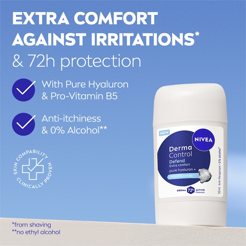 NIVEA Derma Control Defend твърд антиперспирант за раздразнена кожа ...