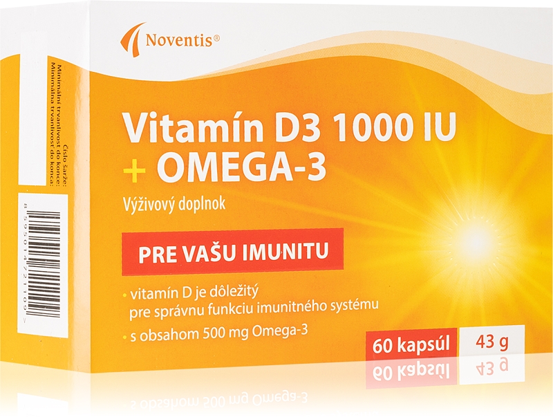 Noventis Vitamin D3 1000 IU + Omega-3 výživový doplnok na podporu ...