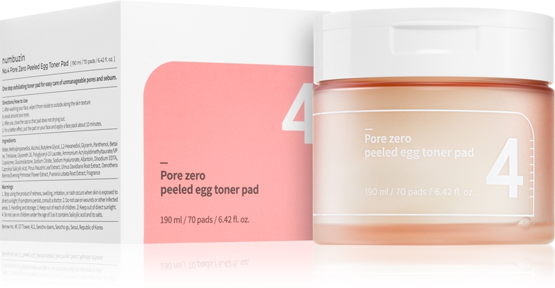Numbuzin No. 4 Pore Zero Peeled Egg Toner Pad Peeling-Pads für das ...