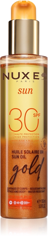 Nuxe Sun Sun Oil Gold SPF 30 Sololie til ansigt og krop med en ...