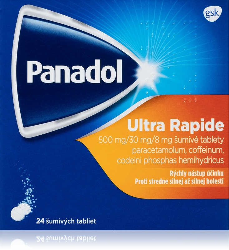 Panadol Ultra Rapide 500 mg/30 mg/8 mg šumivé tablety na zníženie ...