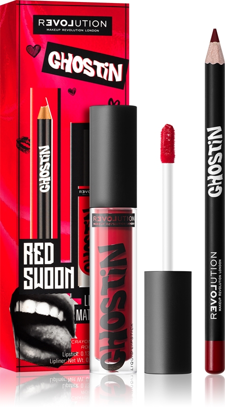 Revolution Relove Ghostin matt lip set Red Matte Swoon shade | notino.co.uk