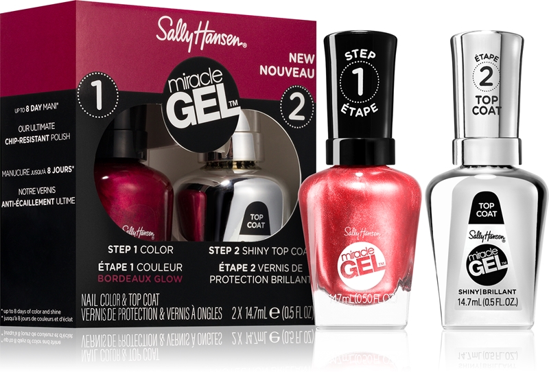 Sally Hansen Miracle Gel™ nail polish and top coat set 940 Bordeaux ...