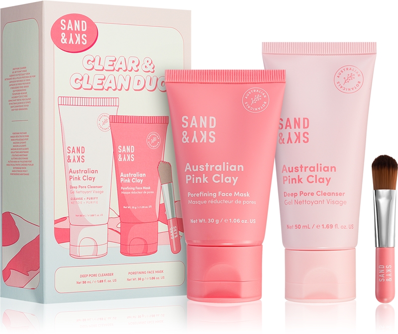 Sand And Sky Australian Pink Clay Clear And Clean Duo Skin Care Set Notino Ie