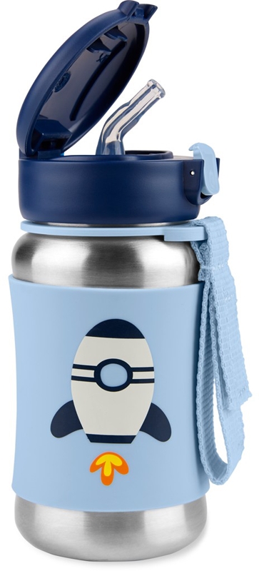 Skip Hop Spark Style Rocket Wasserflasche aus Edelstahl mit Strohhalm ...